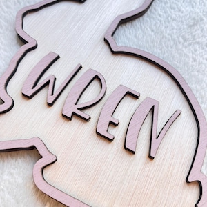 Bunny Name Door Sign Bunny Rabbit Nursery Decoration Baby Wall Decor ...