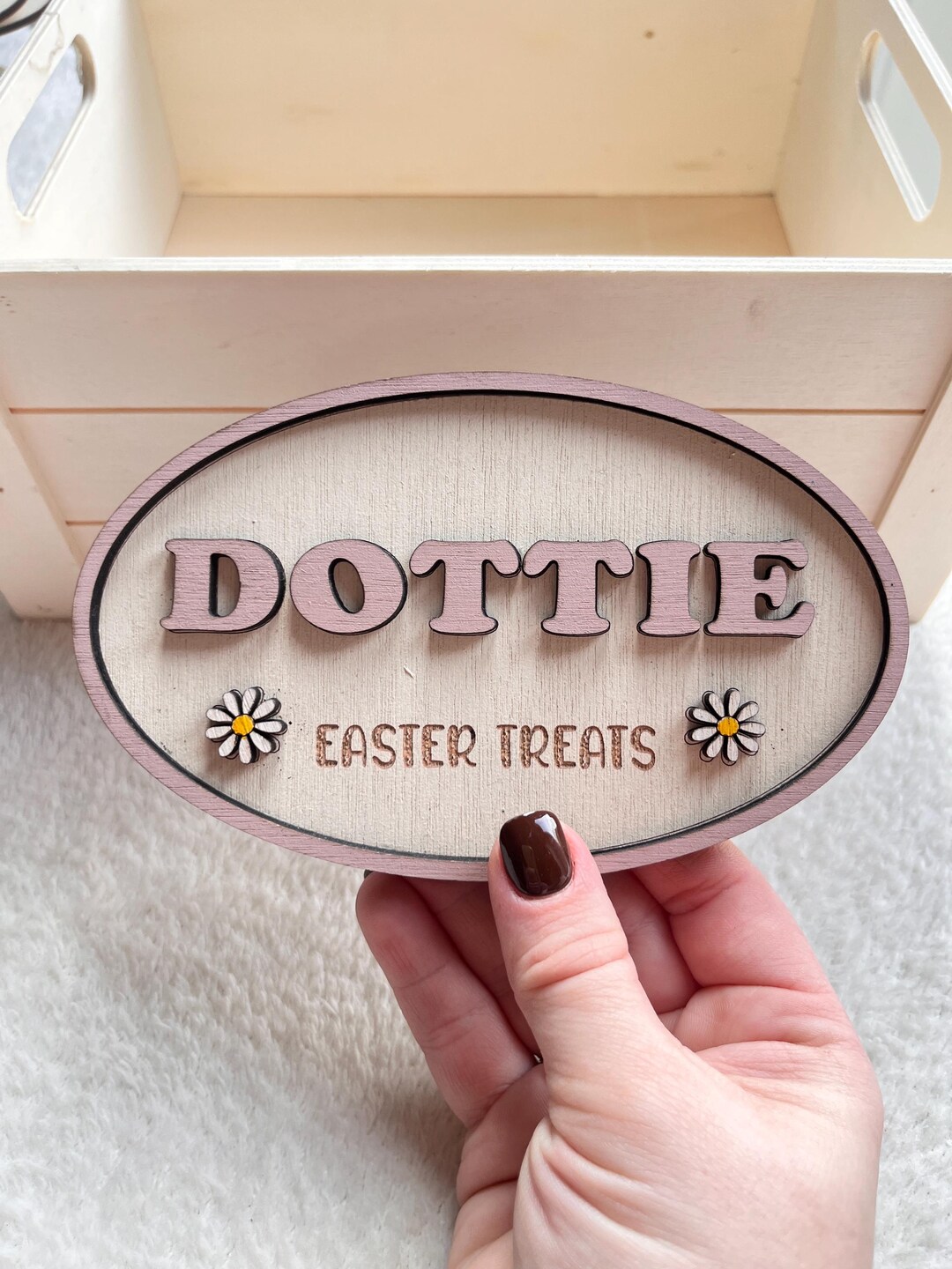Custom Easter Crate Treat Box Sign Wooden Crate for Easter Goodies ...
