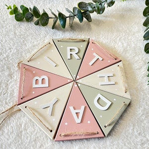 Pastel Wooden Happy Birthday Banner: Personalised Party Decor - Etsy
