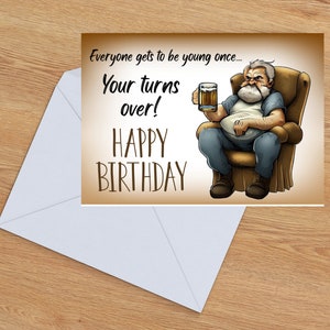 Grumpy Old Man Birthday Card - Blank Inside - Etsy