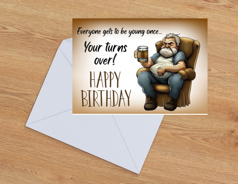 Grumpy Old Man Birthday Card - Blank Inside - Etsy