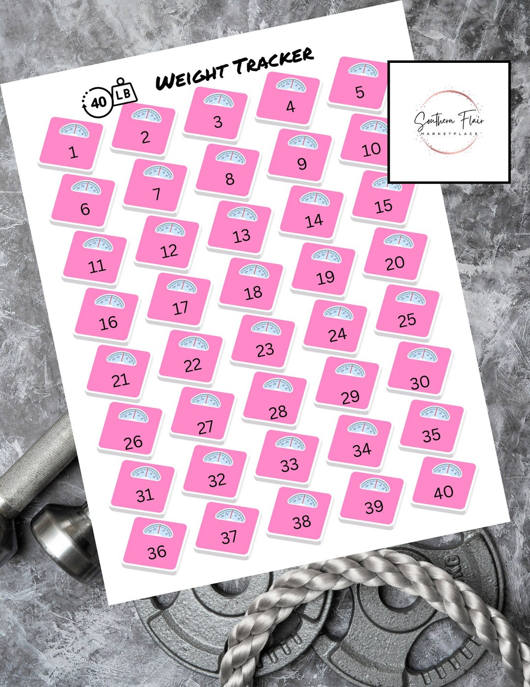 40 Pound Weight Loss Tracker - Digital New Year Resolution - Etsy