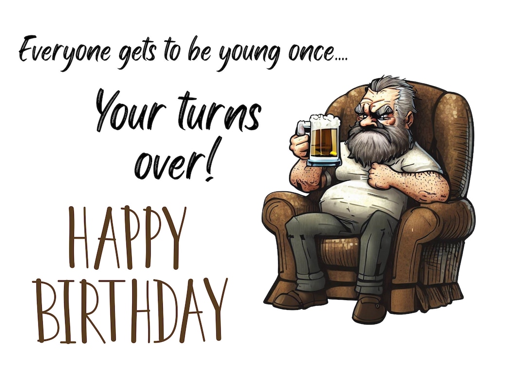 Grumpy Old Man Birthday Card - Blank Inside - Etsy