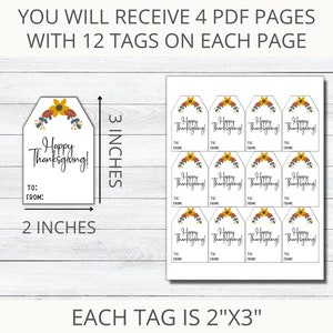 Thanksgiving Gift Tags Printable, Thanksgiving Favor Tags, Printable ...