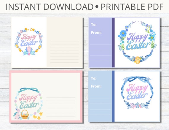 Printable Easter Cards Instant Download PDF Cute Easter | Etsy