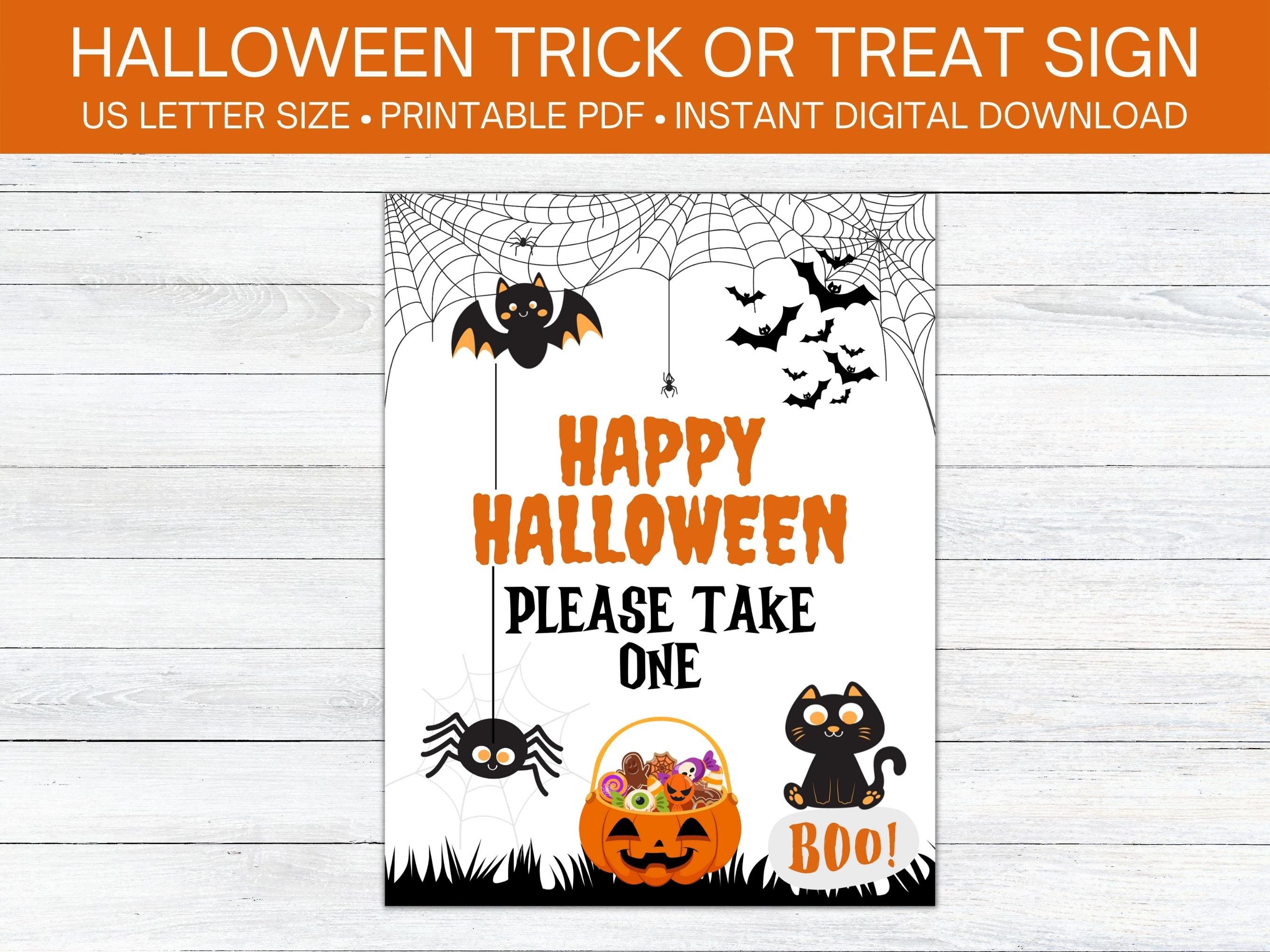 Please Take One Sign Halloween Trick or Treat Sign Halloween Party ...