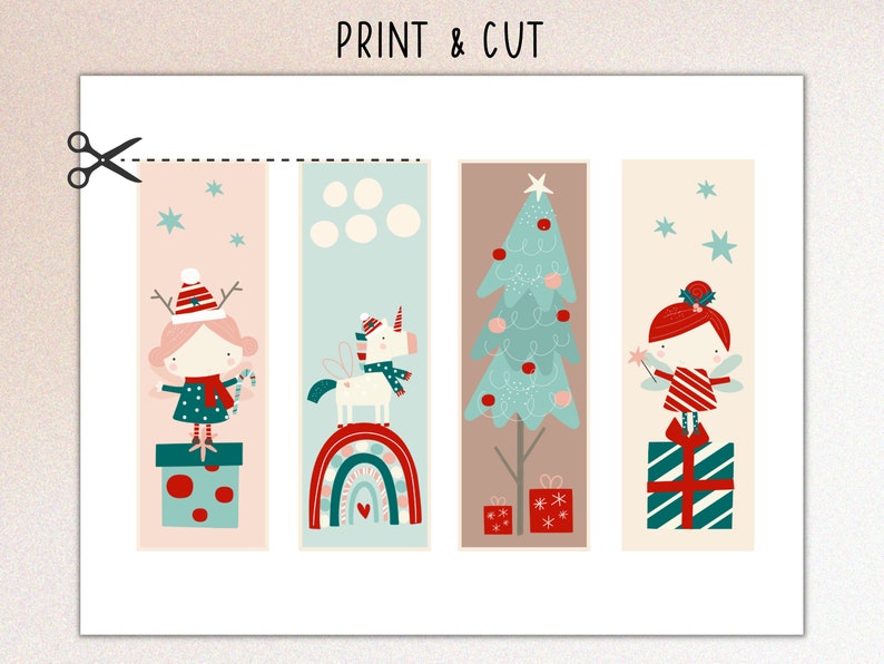 Printable Christmas Bookmarks, Instant Digital Download, Cute Winter ...