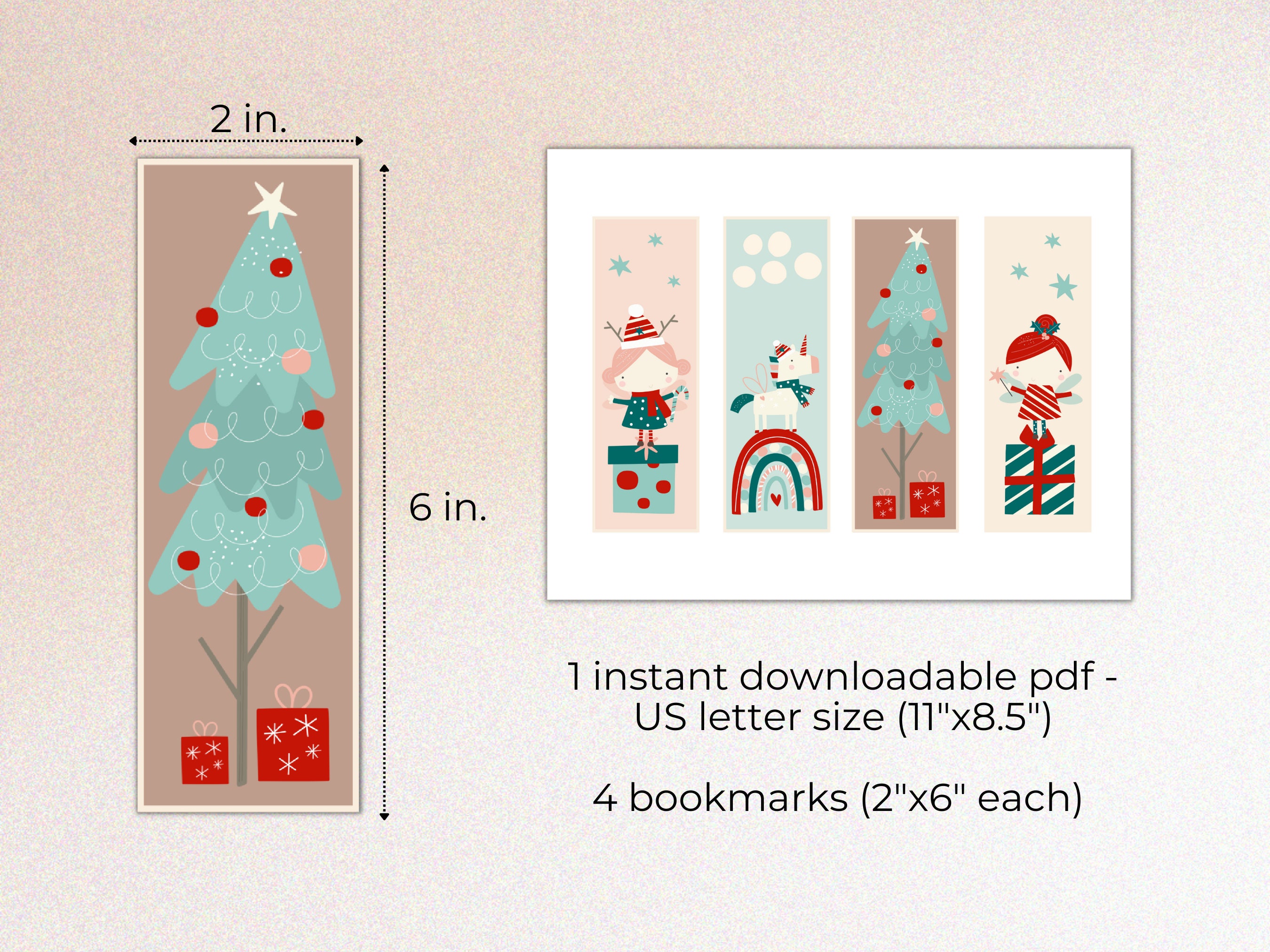 Printable Christmas Bookmarks, Instant Digital Download, Cute Winter ...