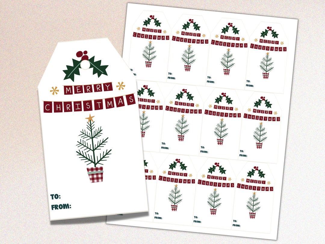Printable Christmas Gift Tags, Holiday Tree Design (digital Download ...