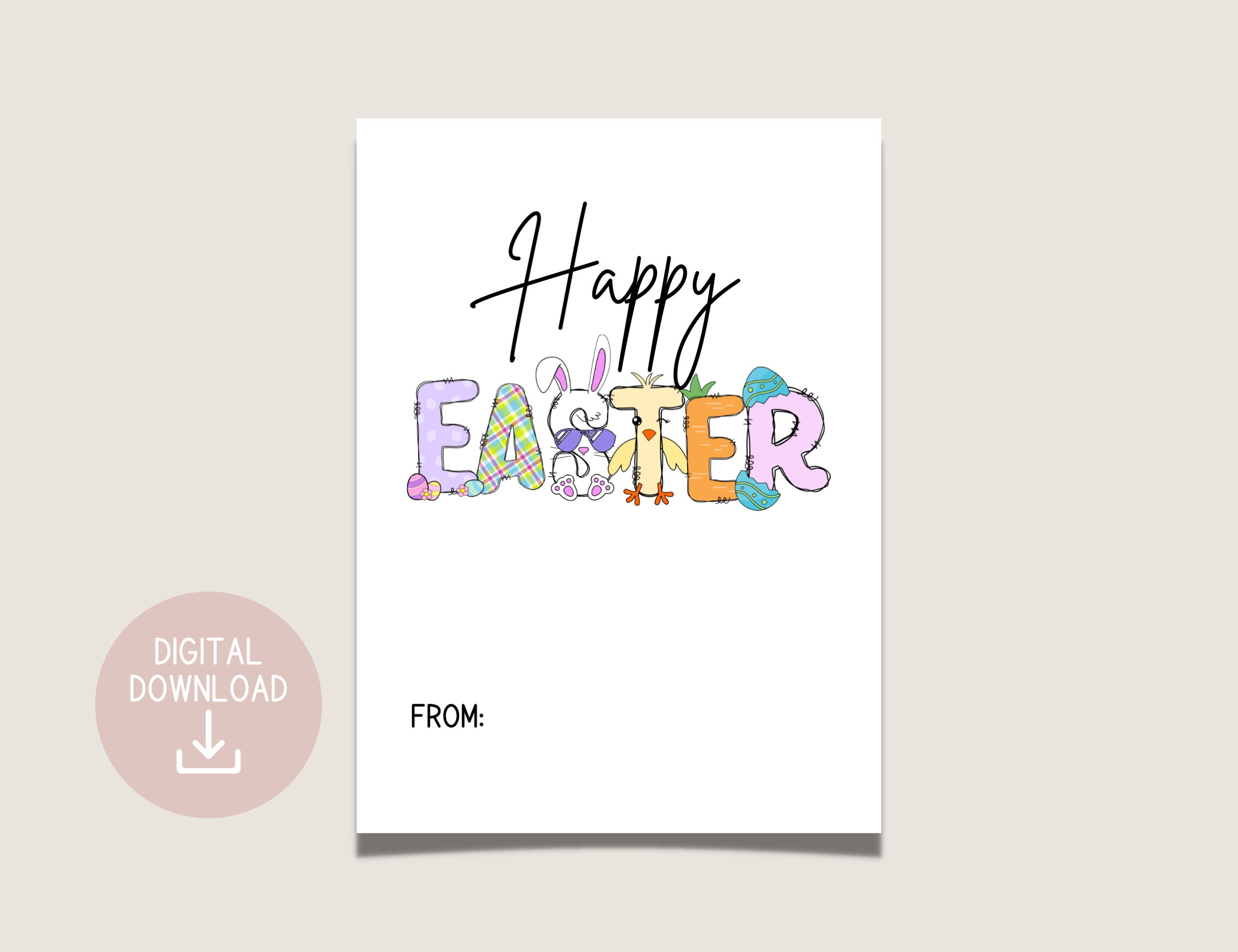 Printable Easter Cards for Kids, Cute Happy Easter Cards, DIY Mini ...