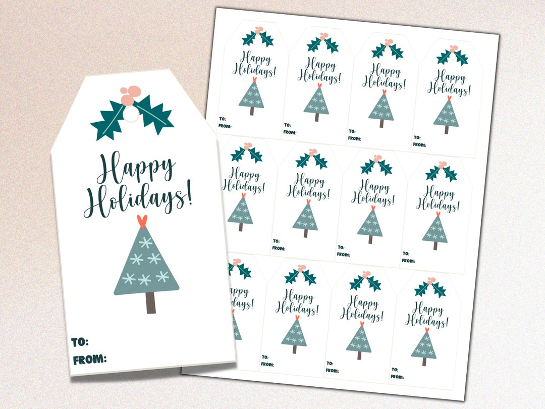 Happy Holiday Gift Tags, Printable Instant Digital Download PDF ...