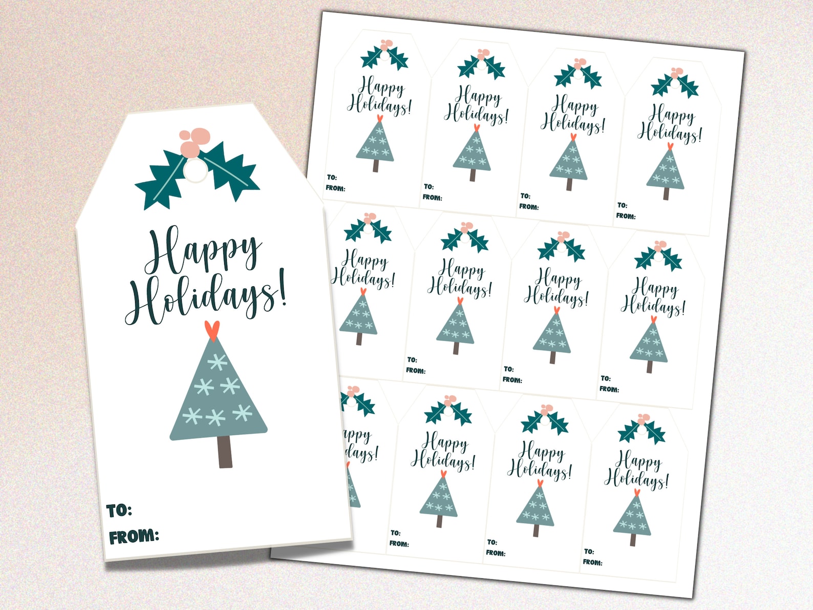 Happy Holiday Gift Tags, Printable Instant Digital Download PDF ...