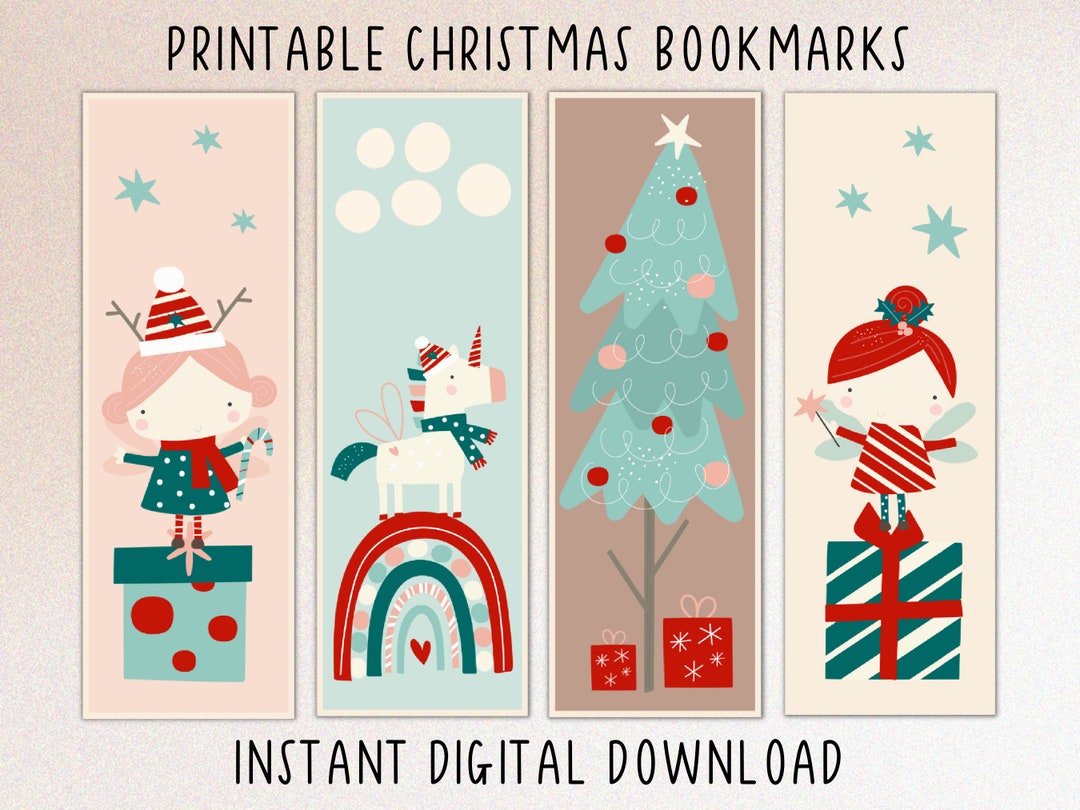 Printable Christmas Bookmarks, Instant Digital Download, Cute Winter ...