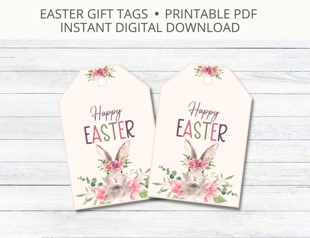 Easter Gift Tag Template, Printable Easter Basket Favor Tags, Easter ...