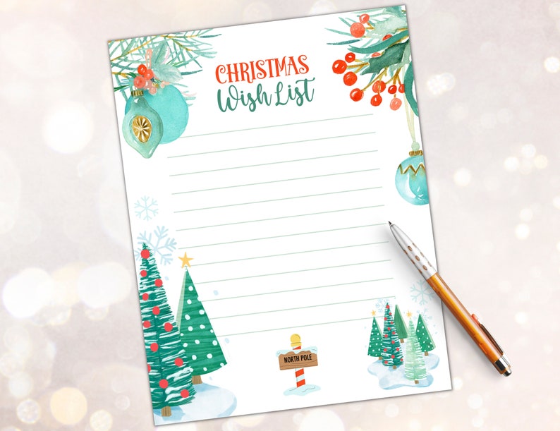 Christmas Wish List Printable, Instant Digital Download PDF - Etsy