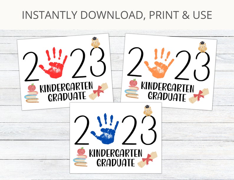 Kindergarten Graduation Handprint Art Template, Kids DIY Crafts, Kinder ...