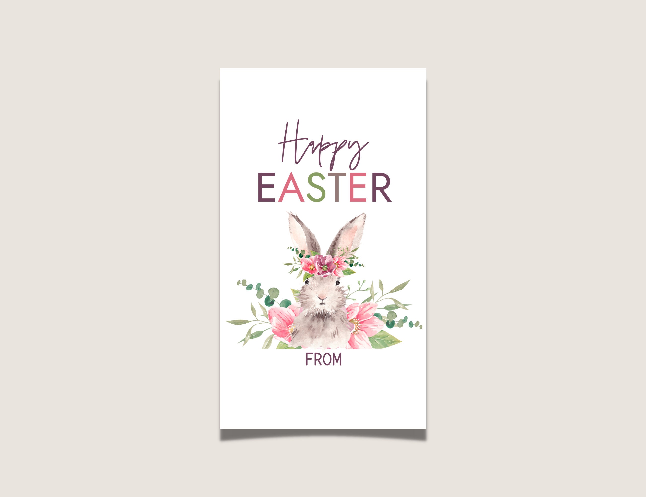 Printable Easter Gift Tag, Instant Download PDF, Happy Easter Basket ...