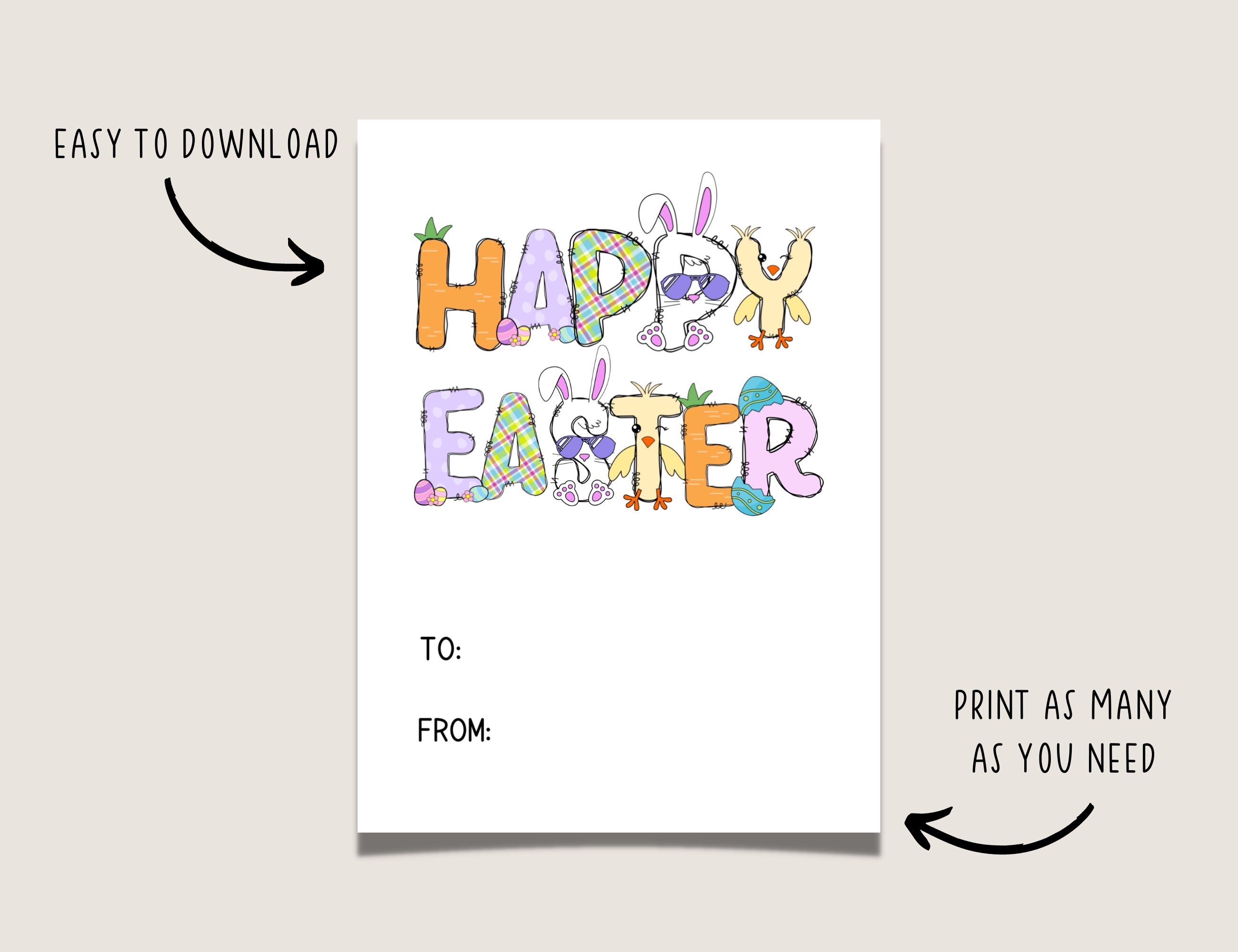 Printable Easter Alphabet Mini Cards, Cute Happy Easter Design, Easter ...