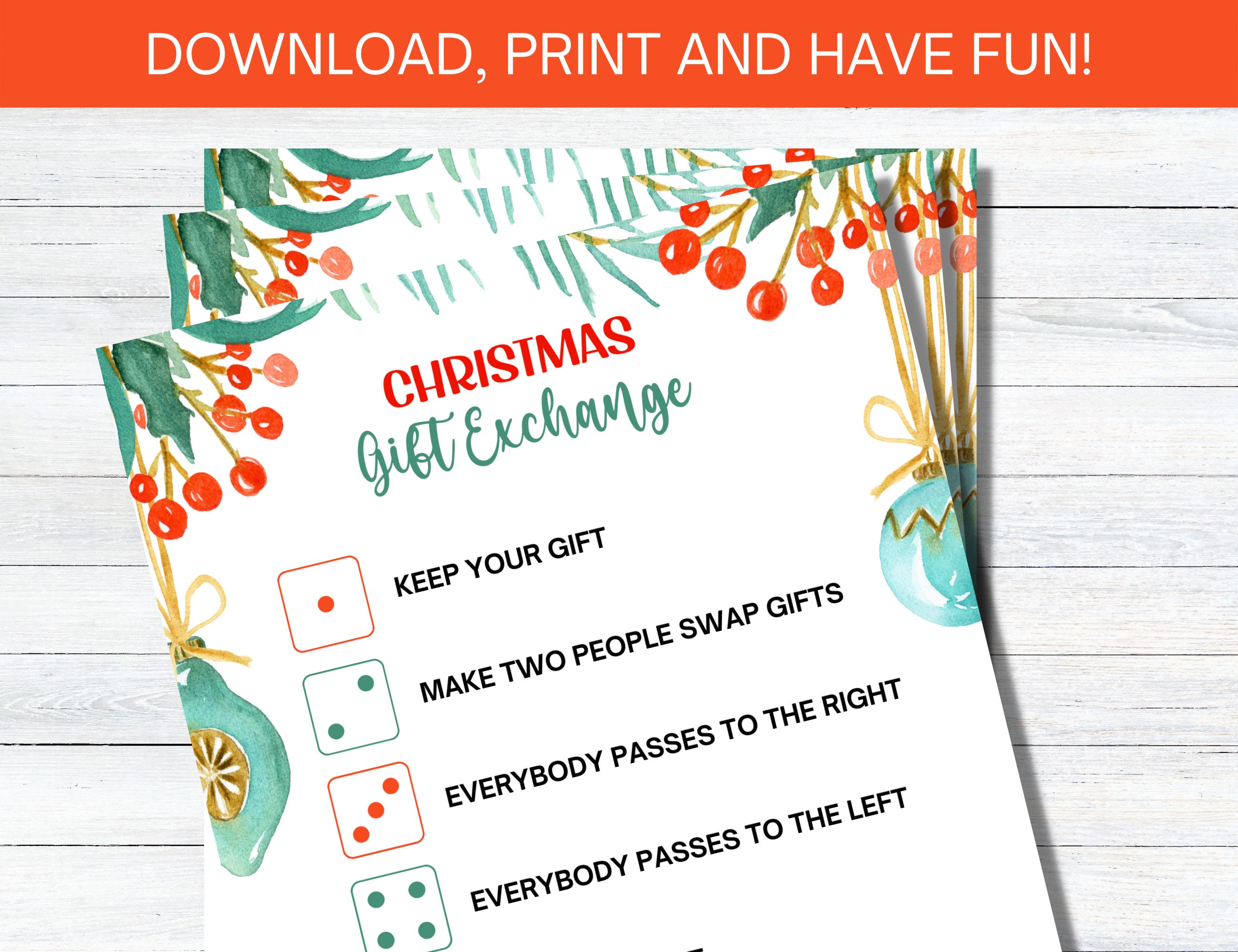 Printable Christmas Games Bundle, Holiday Party Games Printable, Roll ...