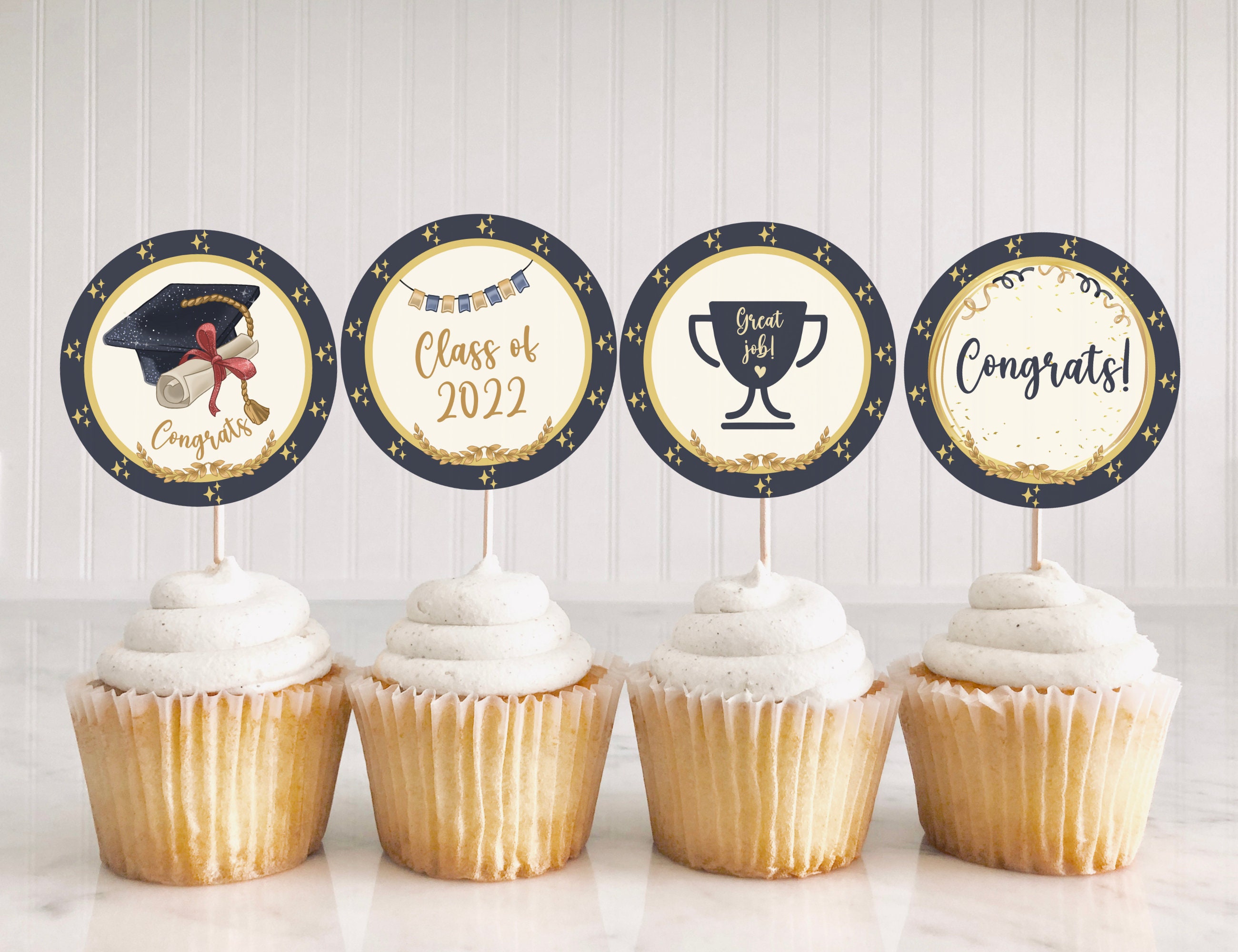 Printable Graduation Cupcake Toppers 2022, Instant Digital Download PDF ...