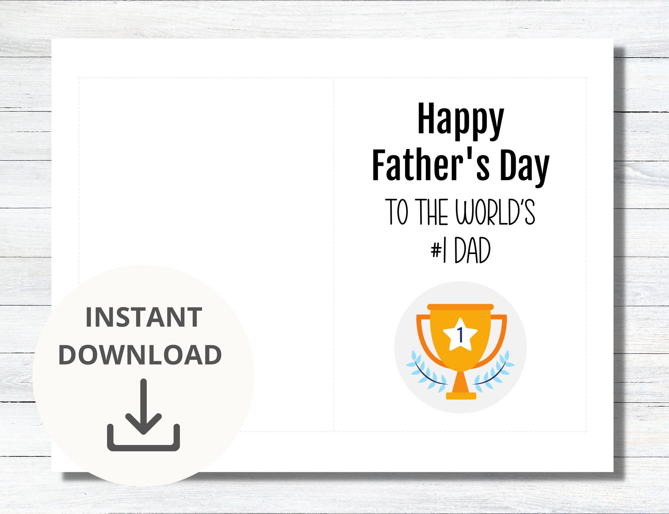 Printable Father's Day Card, Instant Digital Download PDF, Happy Father ...