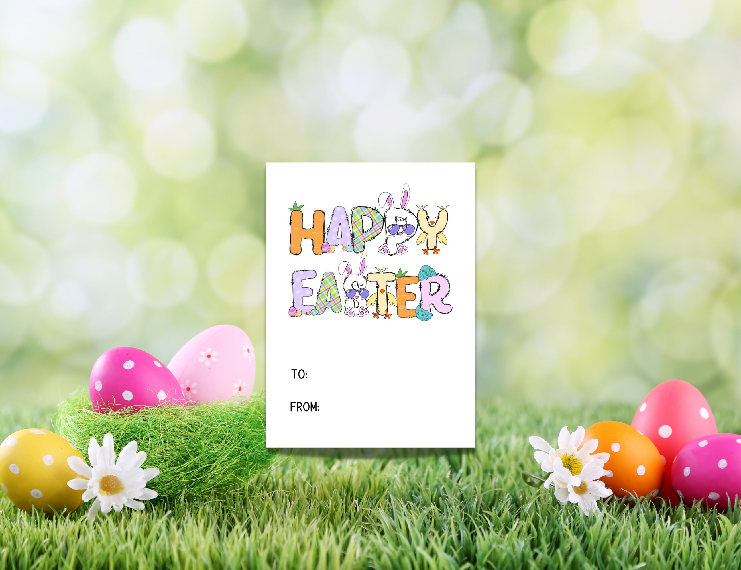 Printable Easter Alphabet Mini Cards, Cute Happy Easter Design, Easter ...