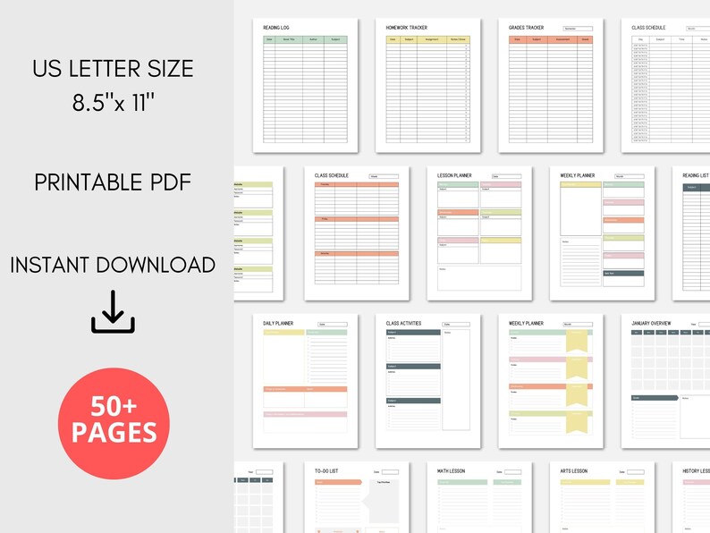 Homeschool Planner, Printable PDF, Instant Digital Download, Homeschool ...