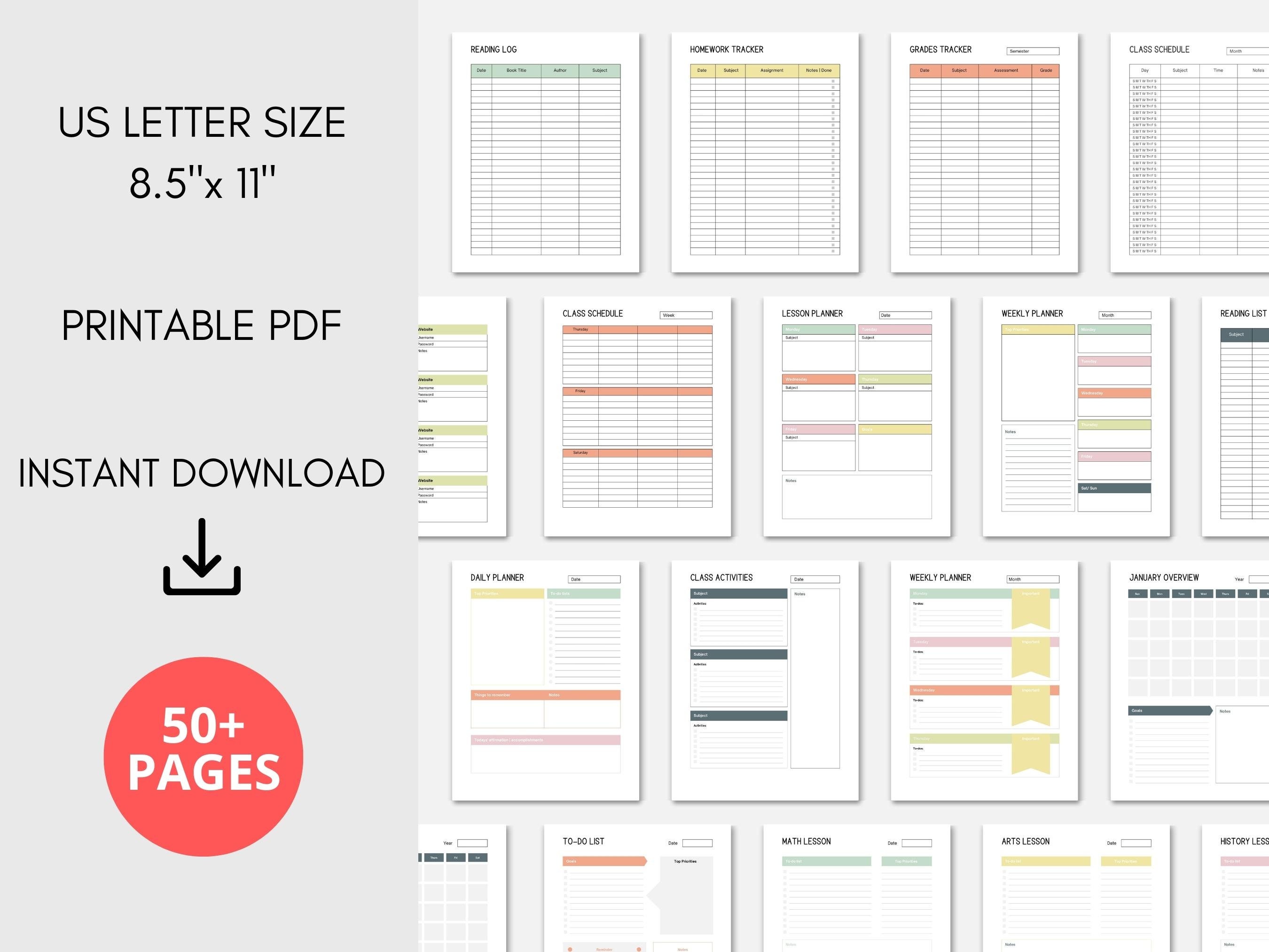 Homeschool Planner Printable PDF Instant Digital Download - Etsy