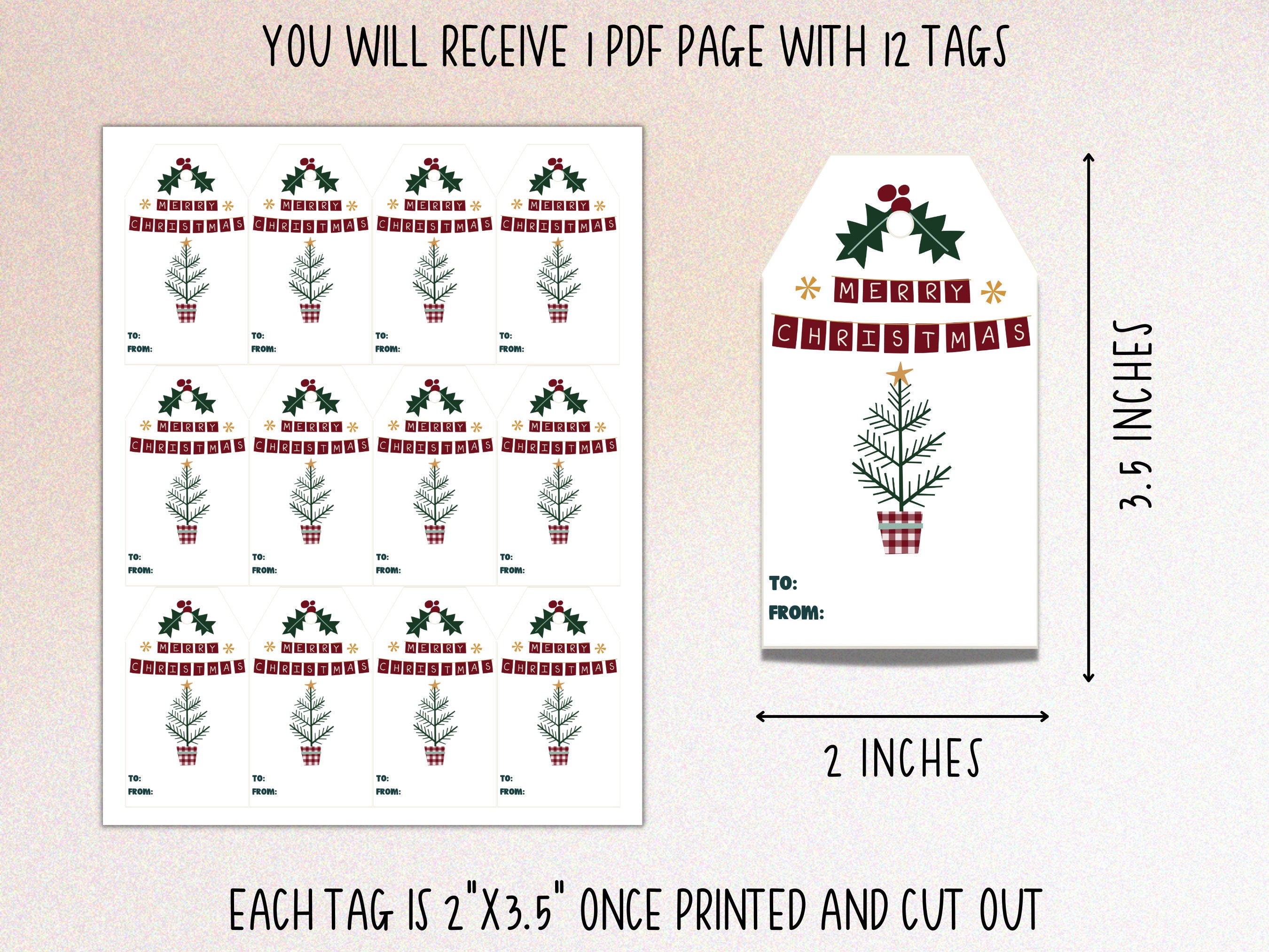 Printable Christmas Gift Tags Instant Digital Download PDF - Etsy