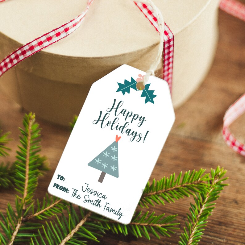 Printable Christmas Gift Tags Set | Merry Christmas Happy Holidays Tags ...