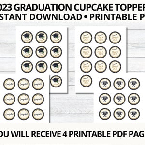 Graduation Cupcake Toppers 2023, Printable Instant Digital Download PDF ...