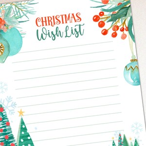 Christmas Wish List Printable, Instant Digital Download PDF - Etsy