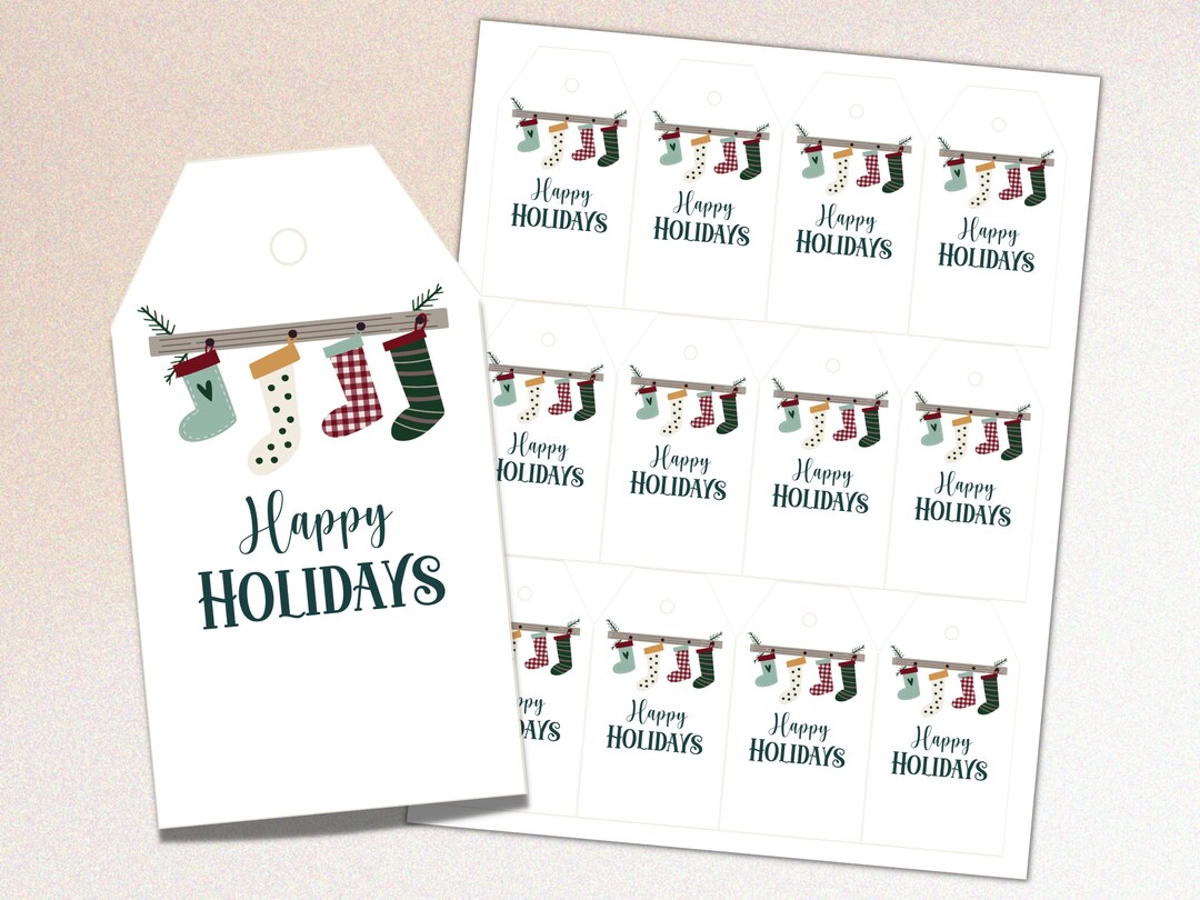 Printable Holiday Gift Tags, Instant Digital Download PDF, Happy ...