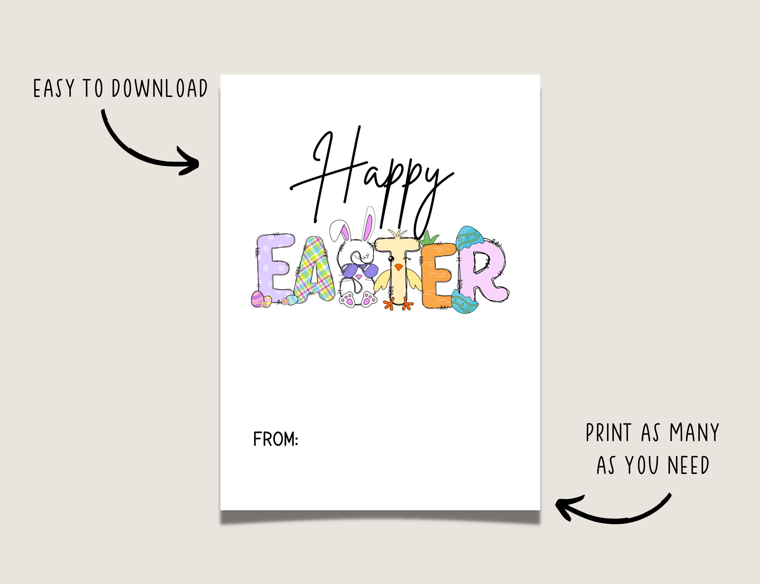 Printable Easter Cards for Kids, Cute Happy Easter Cards, DIY Mini ...