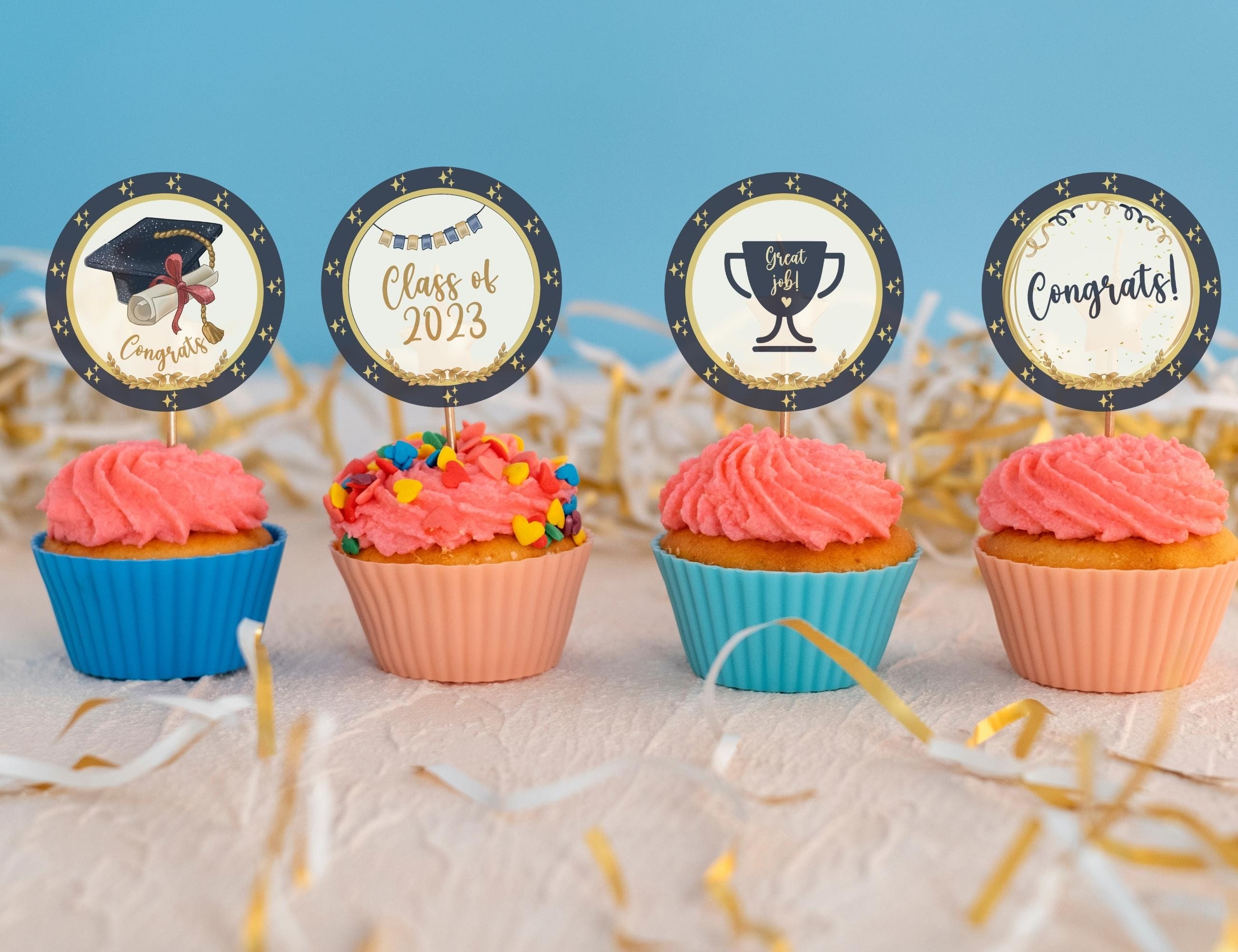 Printable Graduation Cupcake Toppers 2023, Instant Digital Download PDF ...