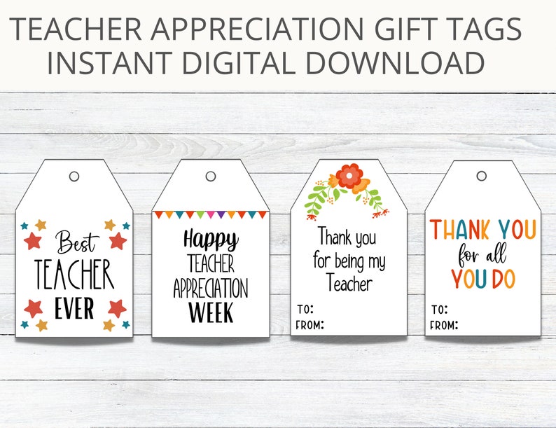 Teacher Appreciation Gift Tags Printable PDF Instant Digital - Etsy