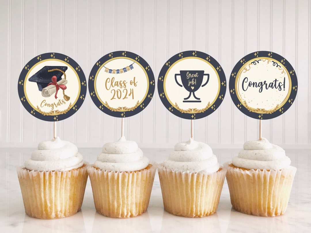 Graduation Cupcake Toppers 2024, Printable Instant Digital Download PDF ...