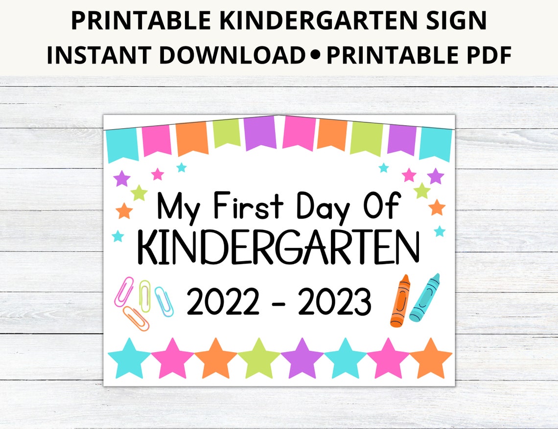 Kindergarten First Day of School Sign Printable PDF Instant - Etsy