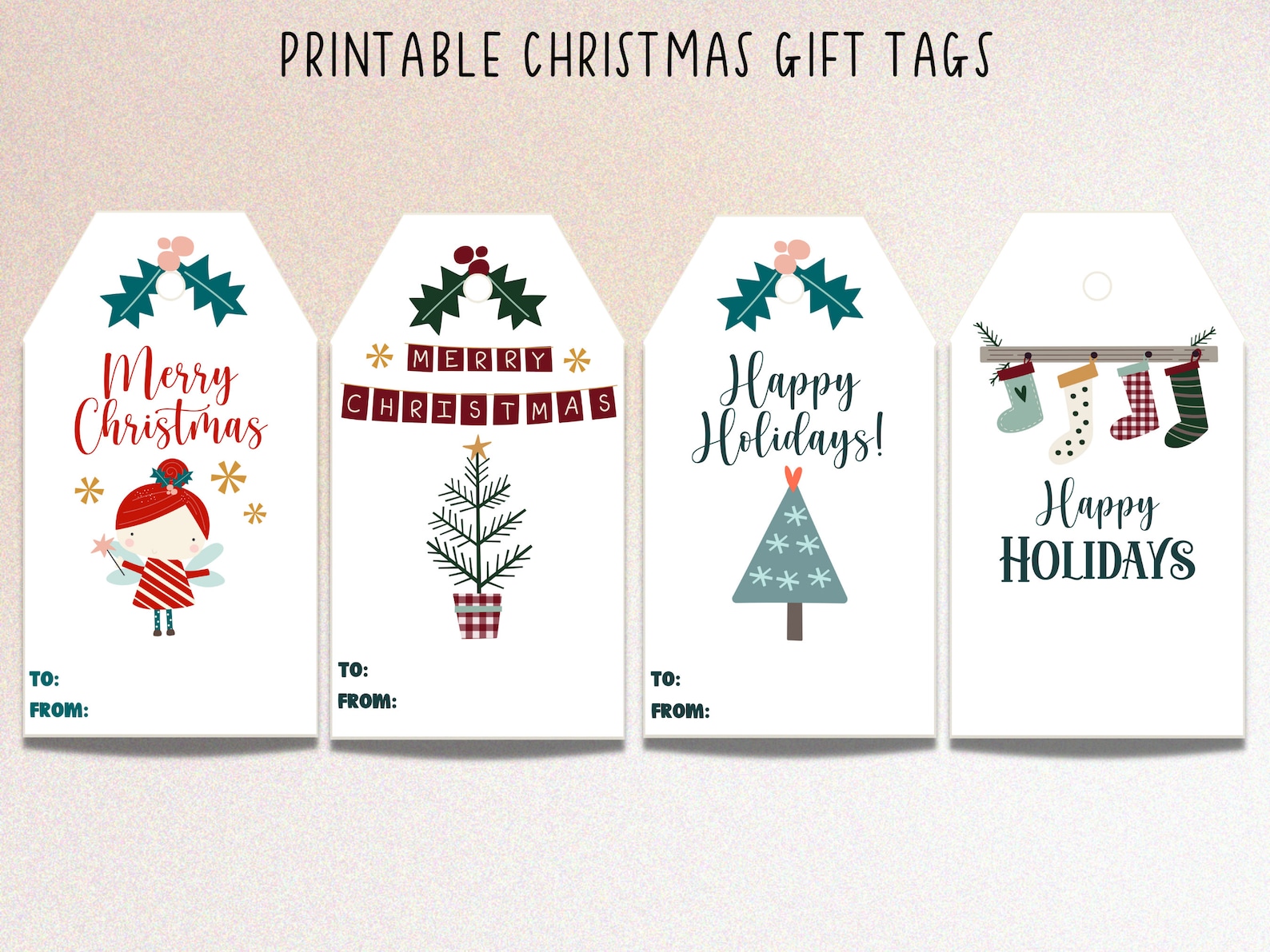 Christmas Gift Tags Printable PDF, Instant Digital Download, Christmas ...