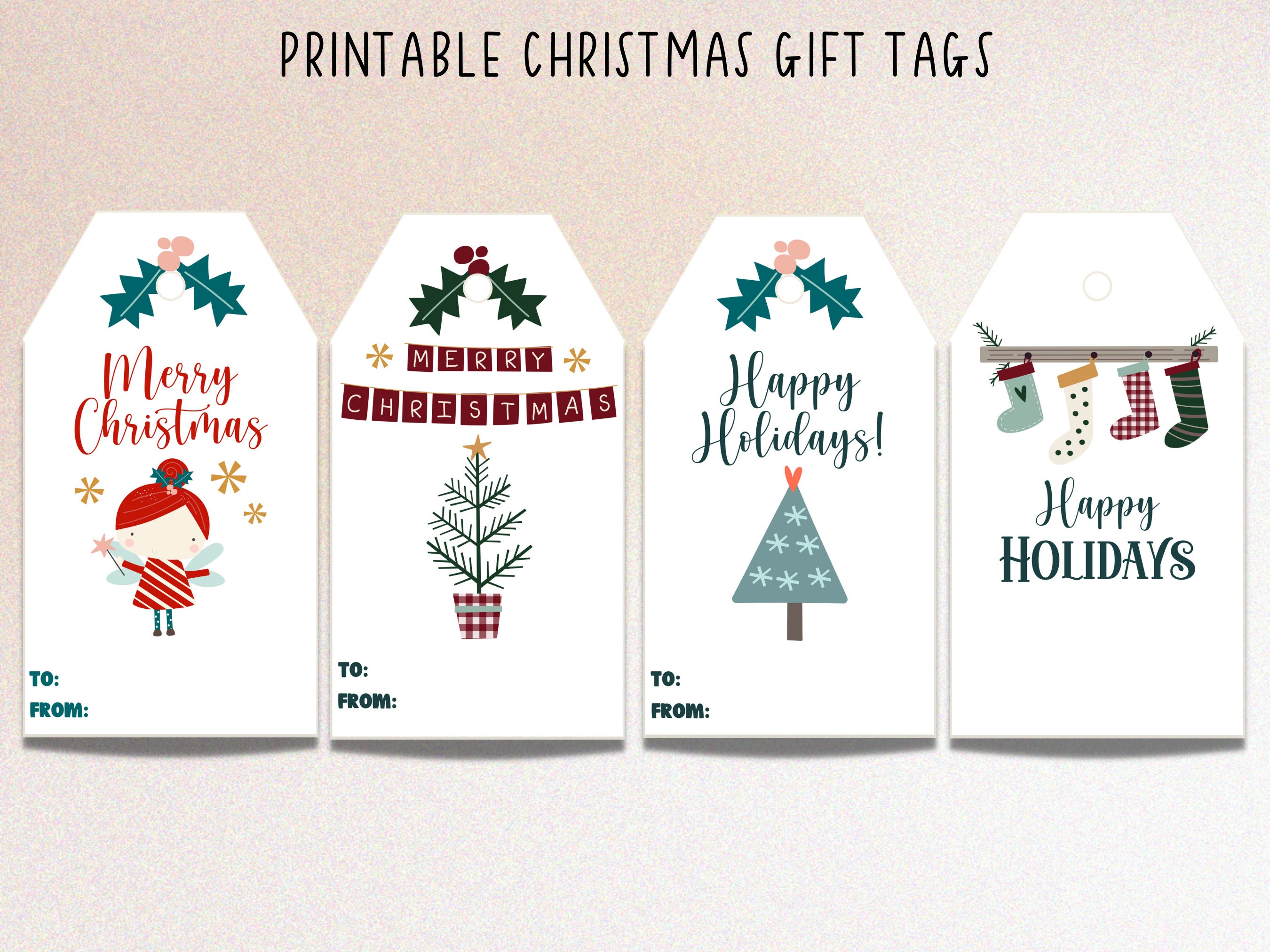 Christmas Gift Tags Printable PDF, Instant Digital Download, Christmas ...