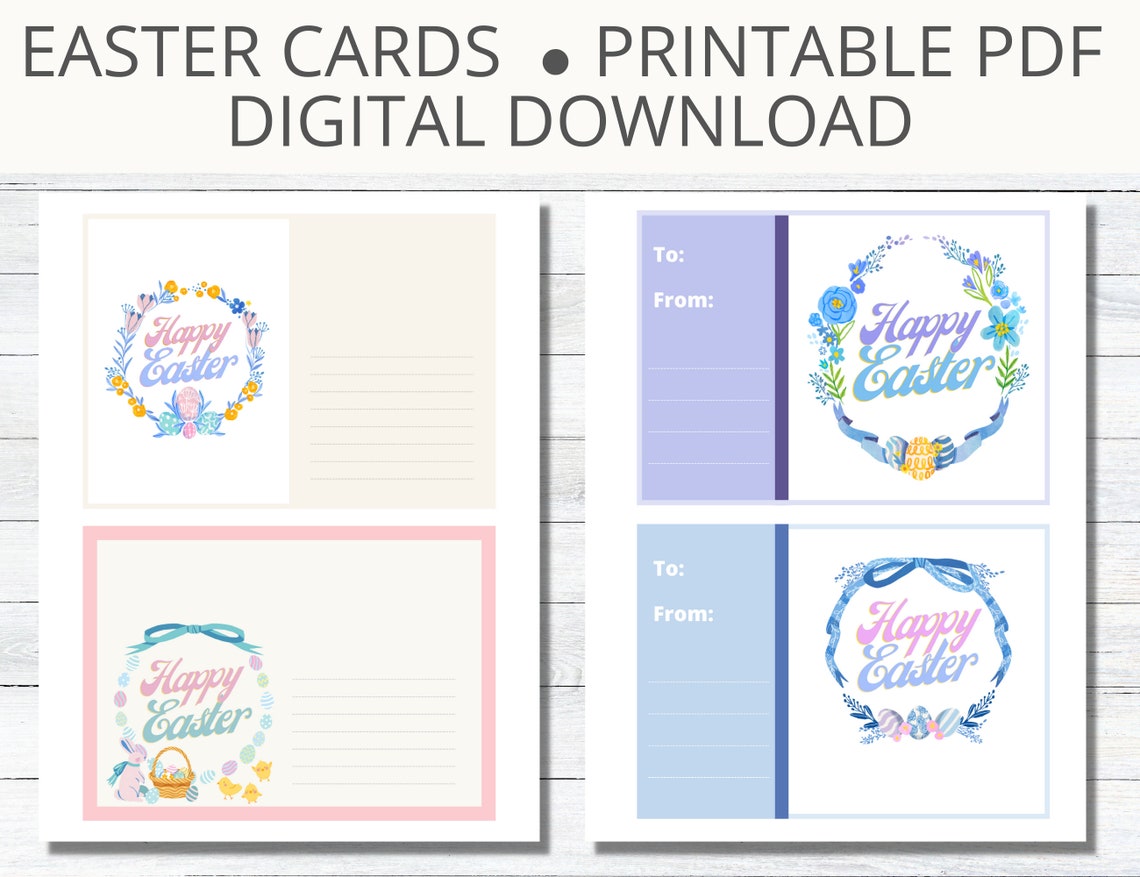 Printable Easter Cards Instant Download PDF Cute Easter | Etsy