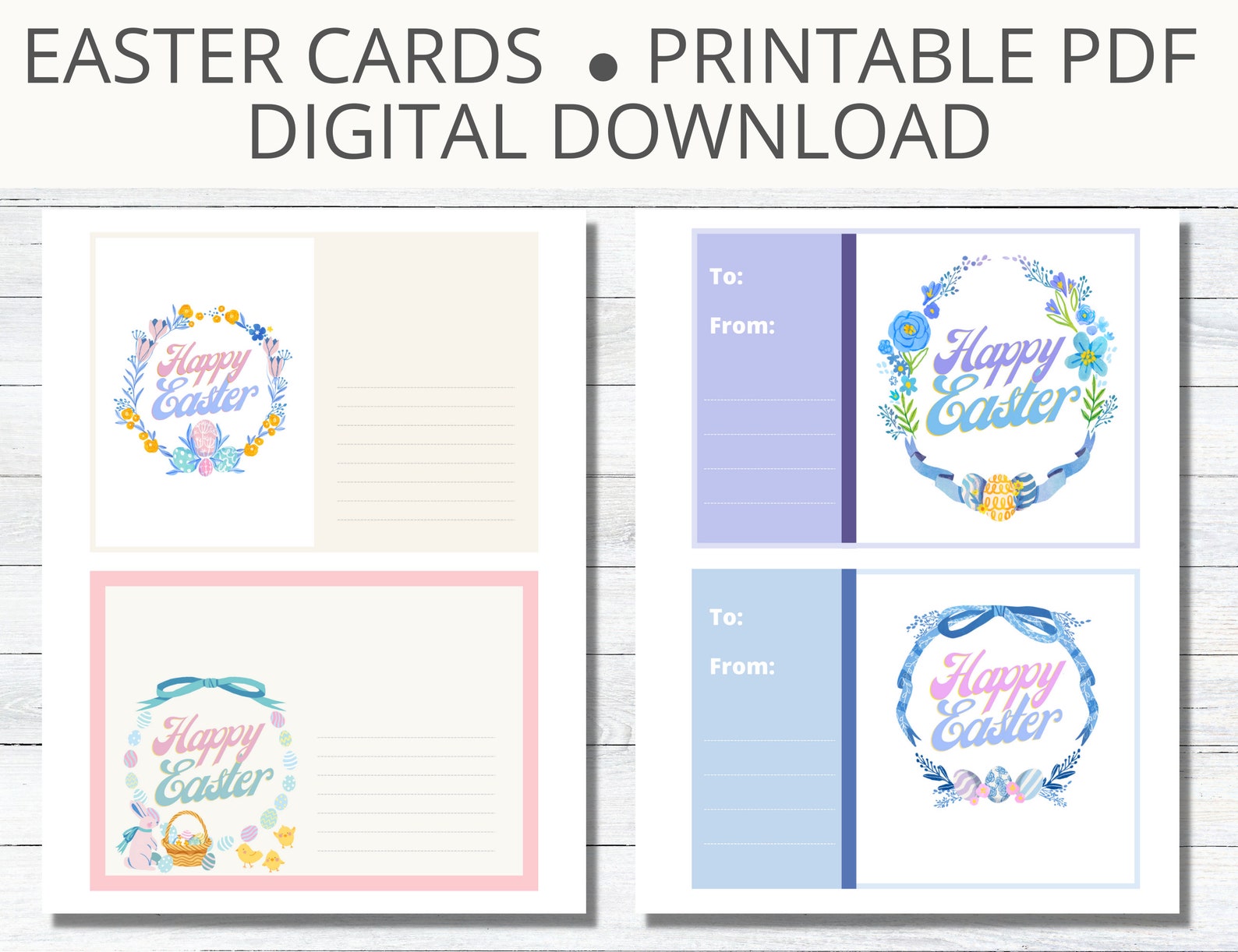 Printable Easter Cards Instant Download PDF Cute Easter | Etsy