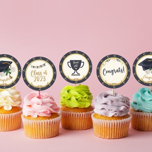 Graduation Cupcake Toppers 2023, Printable Instant Digital Download PDF ...
