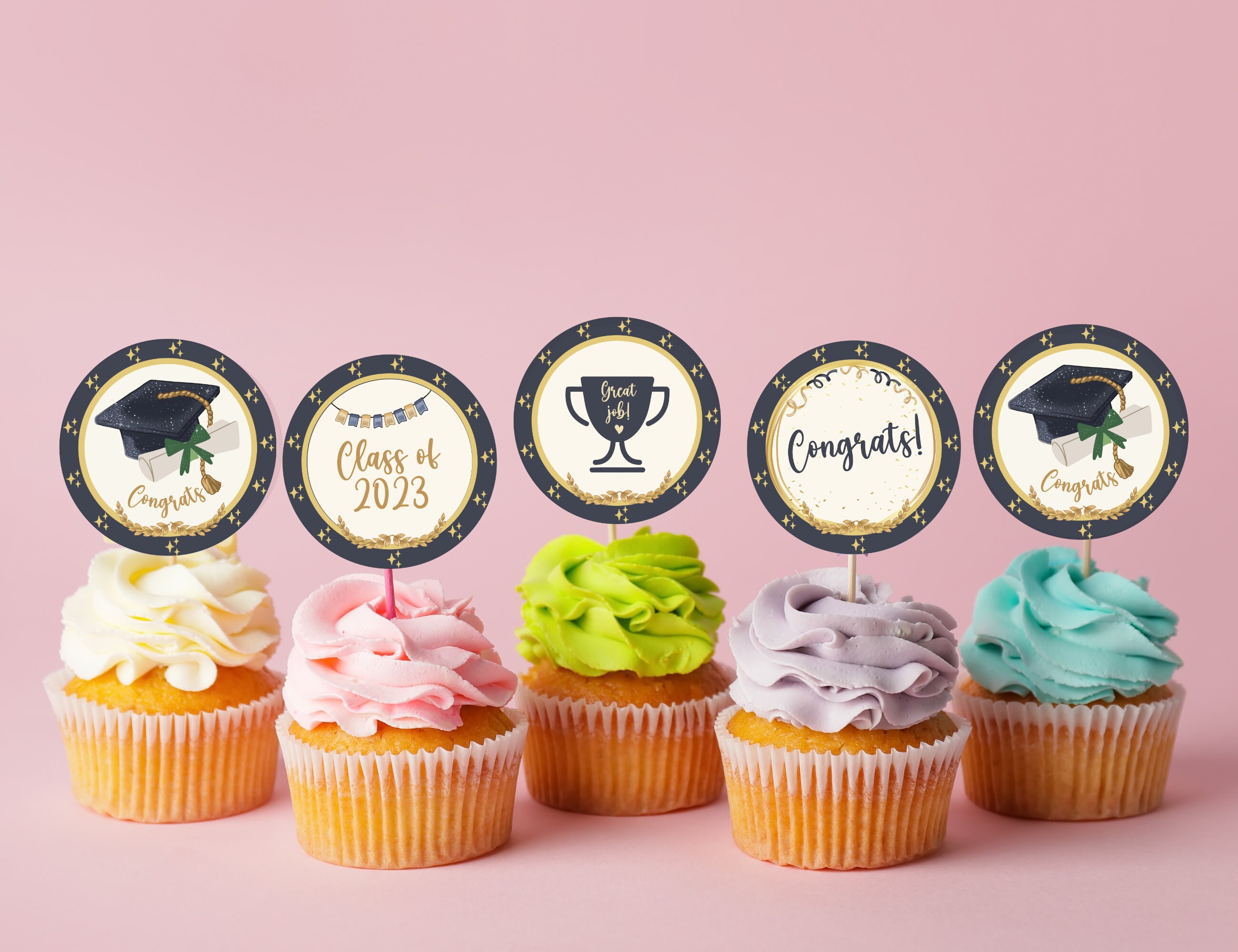 Graduation Cupcake Toppers 2023, Printable Instant Digital Download PDF ...