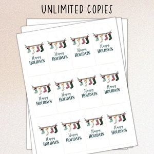 Printable Holiday Gift Tags, Instant Digital Download PDF, Happy ...