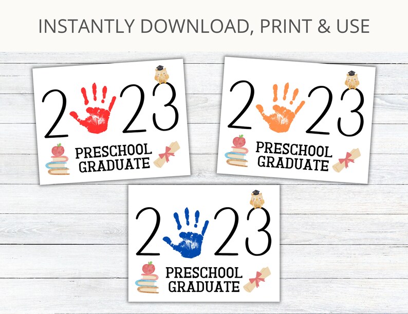 Preschool Graduation Handprint Art Template, Kids DIY Crafts, Keepsake ...