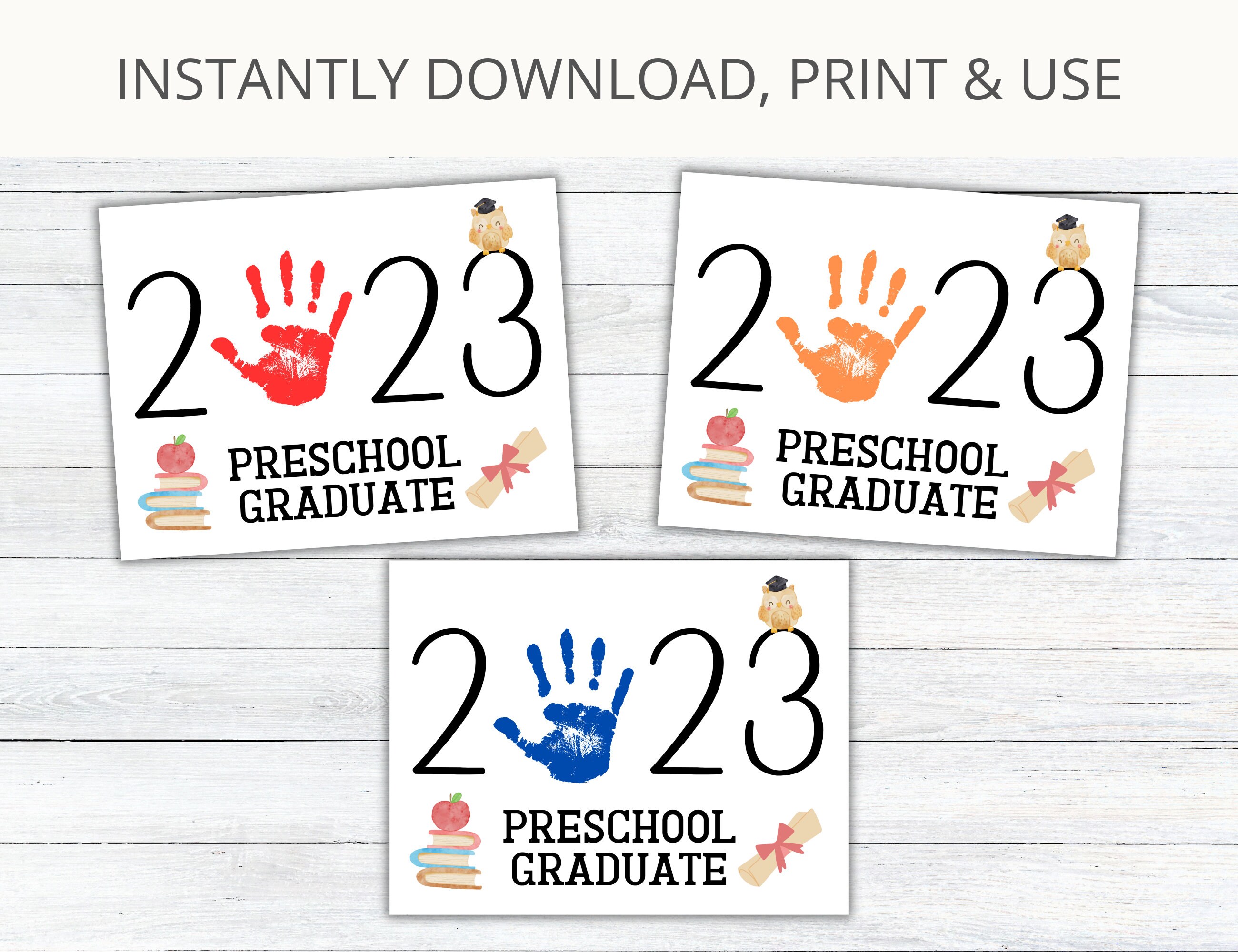 Preschool Graduation Handprint Art Template, Kids DIY Crafts, Keepsake ...