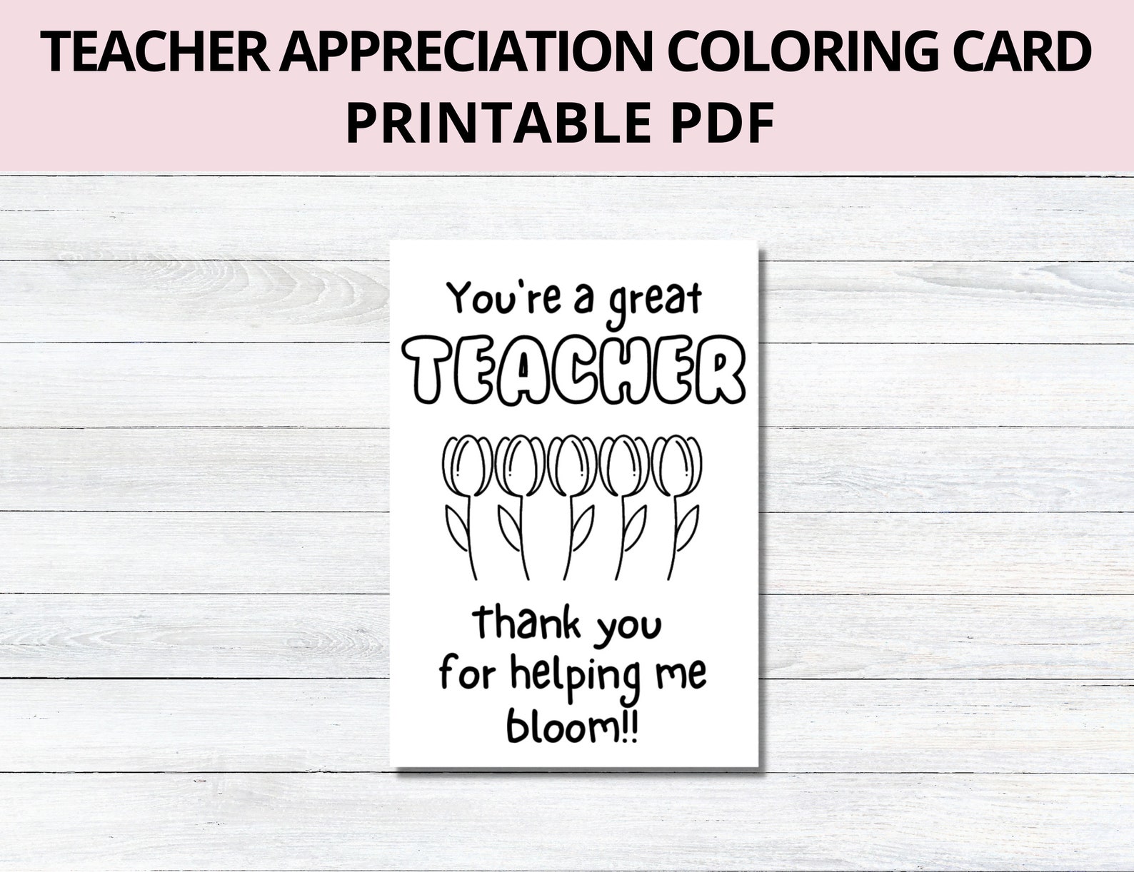 Printable Teacher Appreciation Coloring Card, Instant Digital Download ...