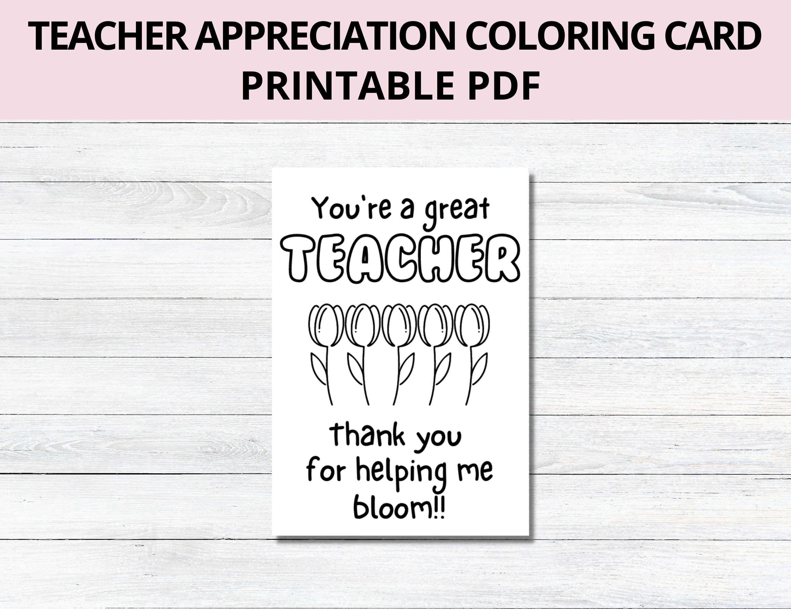 Printable Teacher Appreciation Coloring Card, Instant Digital Download ...