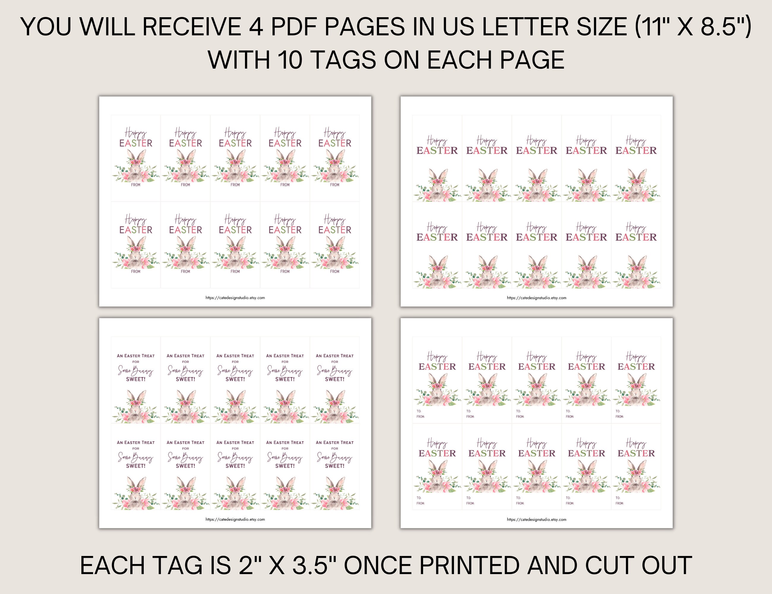 Printable Easter Tags, Instant Download, Easter Basket Tag, Easter Gift ...